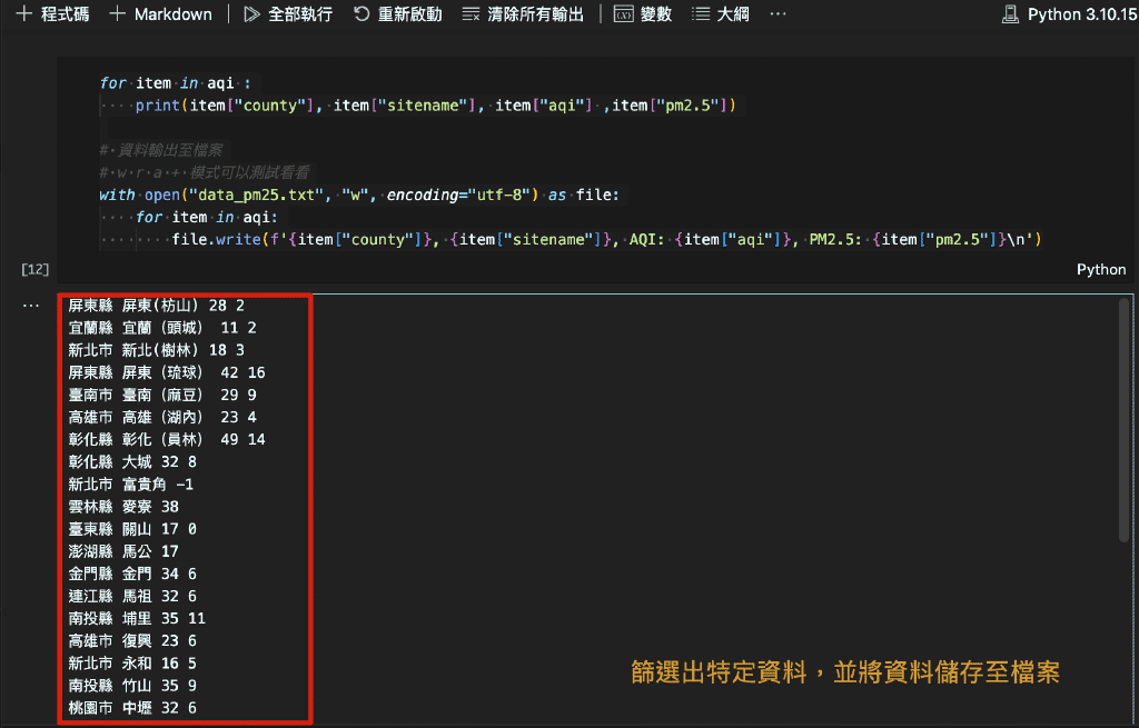 Python-爬取空氣品質-PM2.5-AQI